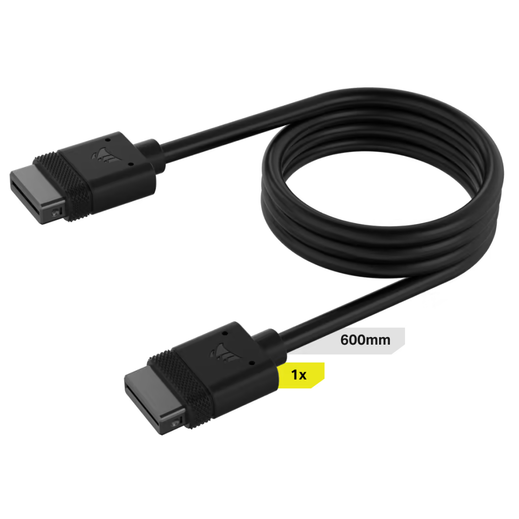 Corsair iCUE LINK Cable, 1x 600mm with Straight connectors, Black ...