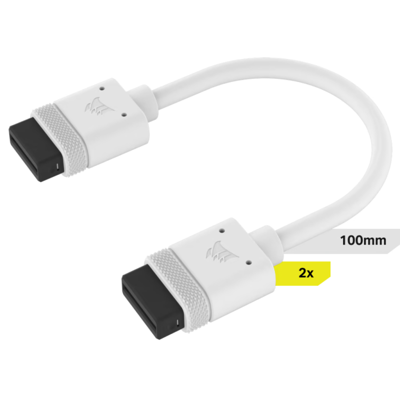 Corsair iCUE LINK Cable, 2x 100mm with Straight connectors, White ...